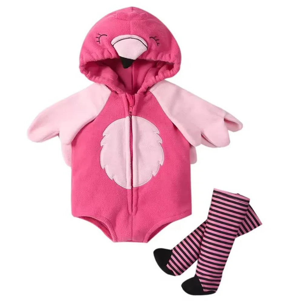 Designer Cartoon Baby Romper Set – Zip-Up Hooded Jumpsuit with Leg War